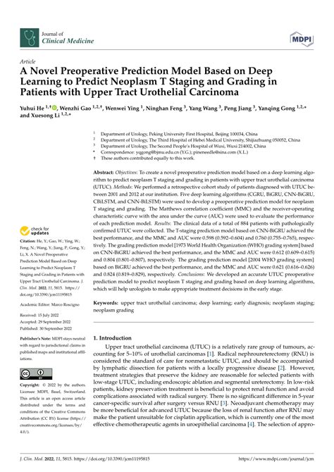 Pdf A Novel Preoperative Prediction Model Based On Deep Learning To Predict Neoplasm T Staging