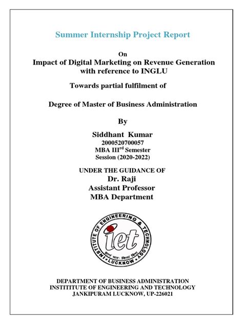 summer internship report siddhant kumar 1 1 pdf digital marketing