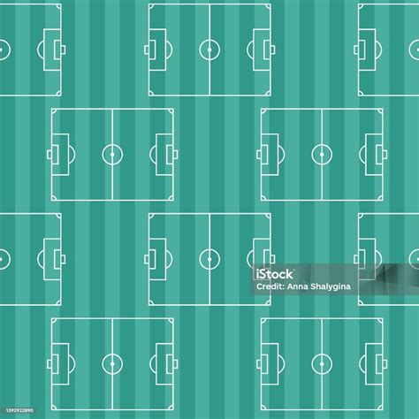 축구장 패턴 축구 원활한 배경 표시된 선이 있는 필드 위쪽 보기입니다 플랫 벡터 반복 그림 경기 스포츠에 대한 스톡 벡터 아트 및 기타 이미지 Istock