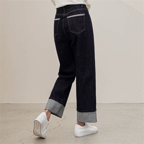 퀸잇 S~xl 이염방지 생지데님 일자와이드 팬츠