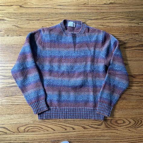 Vintage Knit Striped Sweater Size Large Vintage 90s Depop