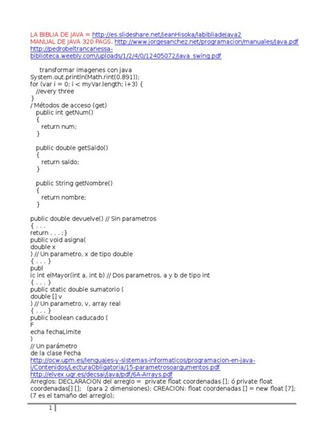 Documentación Java Pdf Java Lenguaje De Programación Poco