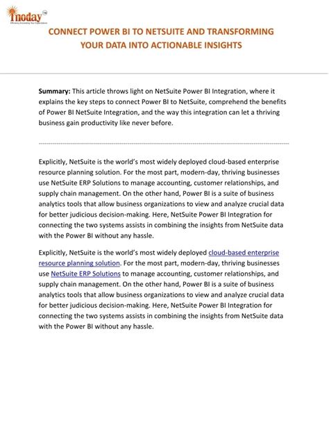 Ppt Connect Power Bi To Netsuite And Transforming Your Data Into