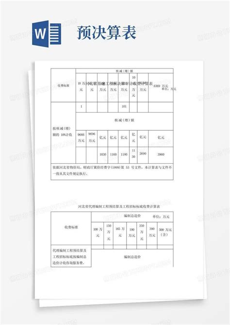 河北省基建工程预决算审计收费计算表word模板下载编号qokkxgxa熊猫办公