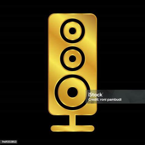 금색의 음악 스피커 아이콘 그래픽 및 웹 디자인을 위한 스피커 로고 벡터 그림 3차원 형태에 대한 스톡 벡터 아트 및 기타 이미지 3차원 형태 Dj 개념 Istock