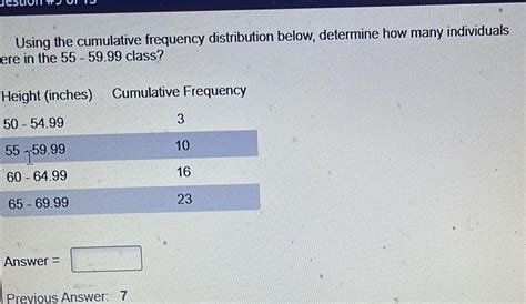 [answered] Using The Cumulative Frequency Distribution Below Determine