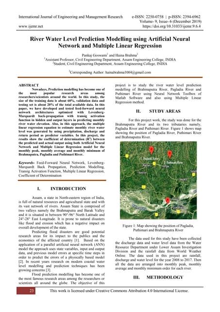 river water level prediction modelling using artificial neural network and multiple linear