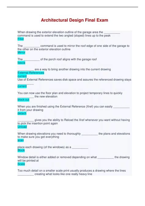 Architectural Design Final Exam Questions With Correct Answers Architecture Stuvia Us