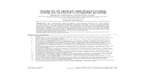 analysis of optical signal processing using an arrayed waveguide