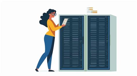 Female Technician Inspecting Server In Data Center Premium Ai