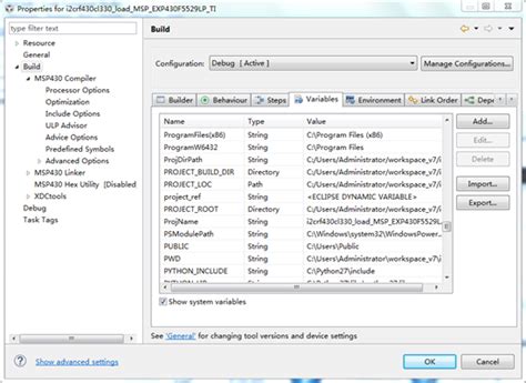请问关于ccs的 Projectroot ， Workspaceloc Projname 等变量的说明 Msp 低功耗微