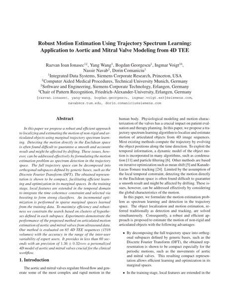 Pdf Robust Motion Estimation Using Trajectory Spectrum Learning