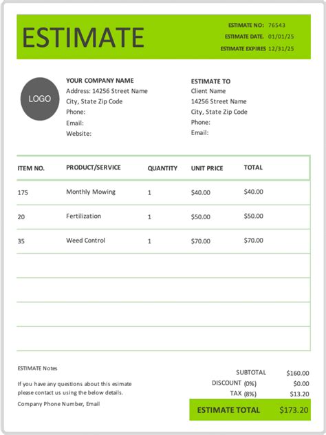 Fencing Estimate Templates