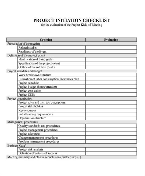 Construction Project Startup Checklist Template