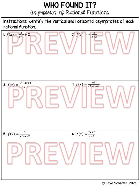 Horizontal Asymptotes M N M N Worksheet For 9th 12th Grade