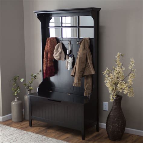 Hall Tree With 5 Hooks 71 65” Entryway Bench Storage Organizer With