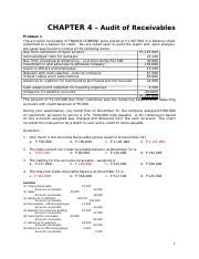 Audit Of Receivable Exercise 1 Part 2 Solution Docx PROBLEM NO 4