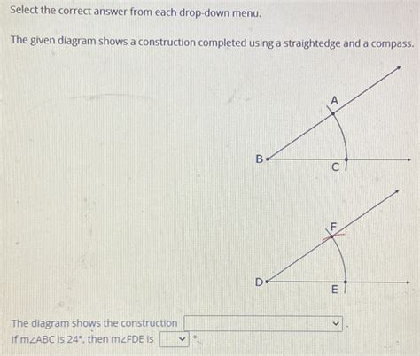 solved select the correct answer from each drop down menu the given