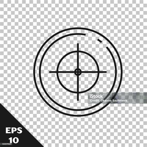 투명 한 배경에 격리 된 촬영 대회 아이콘에 대 한 블랙 라인 대상 스포츠 촬영 범위 또는 촬영에 대한 숫자로 대상을 청소합니다 벡터 일러스트레이션 개념에 대한 스톡 벡터