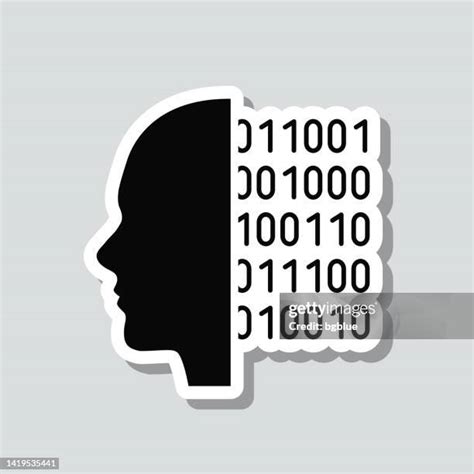 Human Face With Binary Code Icon Sticker On Gray Background High Res Vector Graphic Getty Images