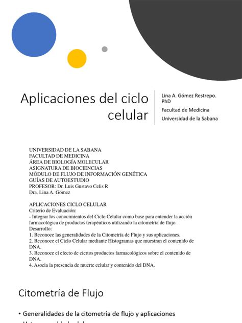 Aplicaciones Del Ciclo Celular Pdf Citometría De Flujo Citometría