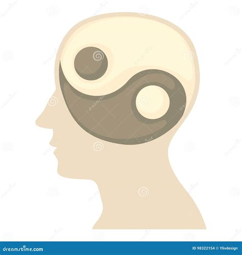Head With Yin Yang Symbol Icon Cartoon Style Stock Vector Illustration Of Neck Background