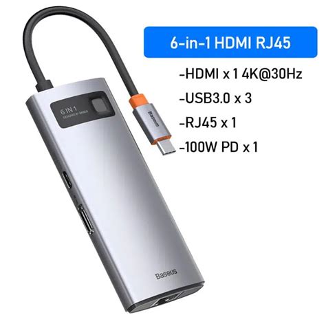 Baseus In Hub Type C To Usb Type C Hdmi Lan Hub Unitedstore