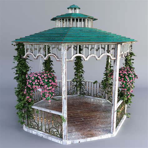 Gazebo With Flowers 3d Model Cgtrader