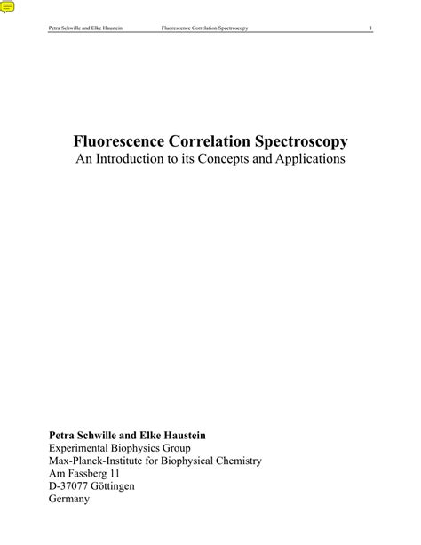 Pdf Fluorescence Correlation Spectroscopy An Introduction To Its