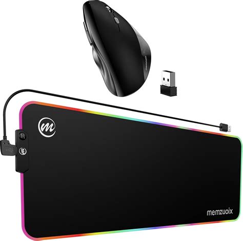 Memzuoix Wireless Ergonomic Mouse Black Large Mouse Pad Led Rgb Electronics