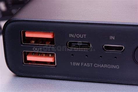 USB USB Type C And Micro USB Port On Power Bank Stock Image Image Of Isolated Port