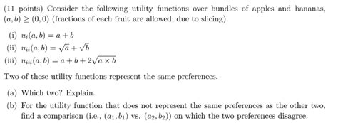 Solved Points Consider The Following Utility Functions Chegg