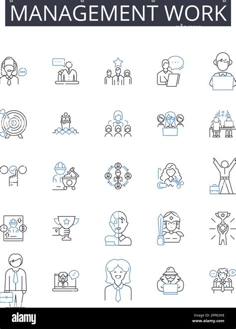 Management Work Line Icons Collection Coordination Collaboration