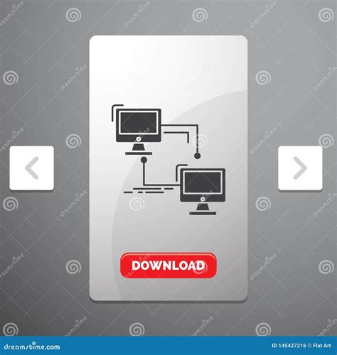 Local Lan Connection Sync Computer Glyph Icon In Carousal Pagination Slider Design And Red