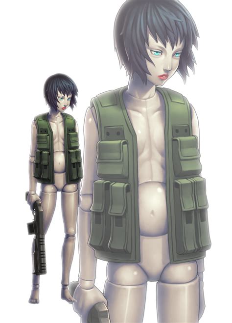 Safebooru 1girl Android Black Hair Blue Eyes Cyberpunk Cyborg Doll Joints Ghost In The Shell