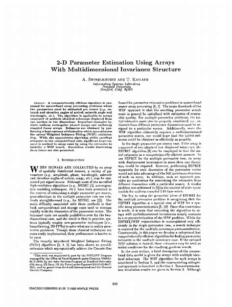 2 D Parameter Estimation Using Arrays With Multidimensional Invariance
