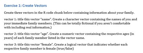 Solved Exercise Create Vectors Create Three Vectors In Chegg