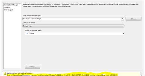 Its All About Data Excel Connection Manager Error Error Code 0x80004005