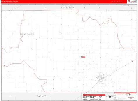 Deaf Smith County Tx Zip Code Wall Map Red Line Style By Marketmaps