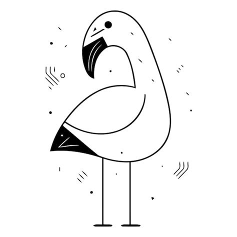 Premium Vector Flamingo Bird Vector Illustration In Doodle Style