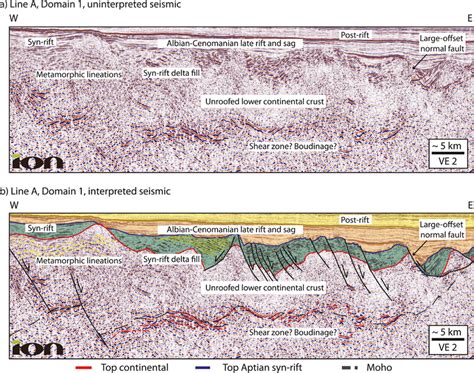 A Zoom Of A 60 Km‐long Uninterpreted Deep‐penetration Seismic Line A