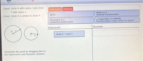Solved Try It Given Circle X With Radius And Circle Statements Reasons Y With Radius S