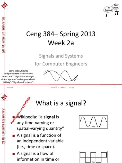 Ceng384 2014 Week2a Signals And Systems Pdf Pdf Discrete Time And Continuous Time Applied