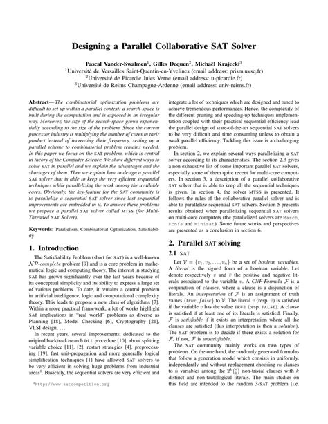 Pdf Designing A Parallel Collaborative Sat Solver