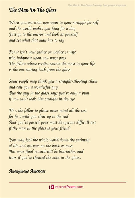 The Man In The Glass Poem By Anonymous Americas