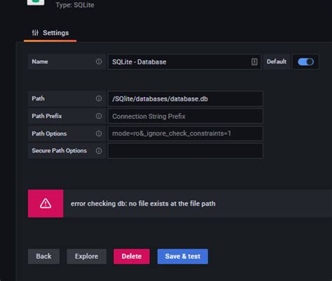 I Cant Add SQlite As Datasource In Grafana When I Run Both Application