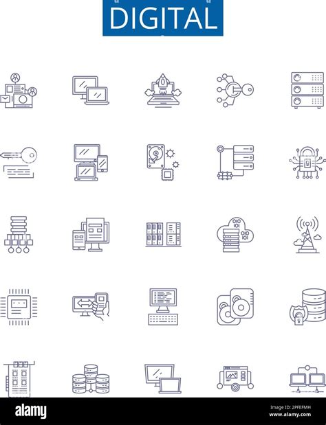 Digital Line Icons Signs Set Design Collection Of Digital Technology Electronics Computing