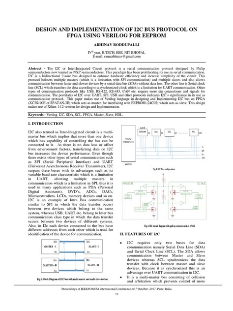 Design And Implementation Of I2c Bus Protocol On Fpga Using Verilog For