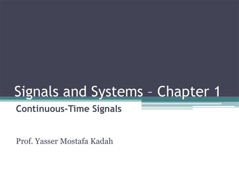 Signals And Systems Continuous Time Signals