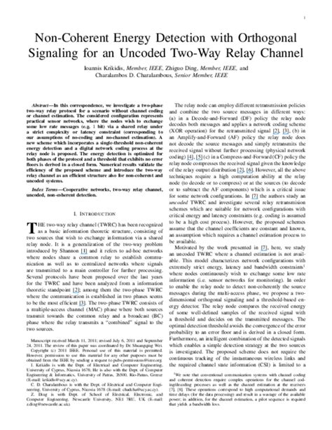 Pdf Noncoherent Energy Detection With Orthogonal Signaling For An